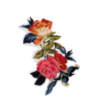 China Fashion Design Accessory Iron on Sew on Embroidery Flower Patches With Golden Thread High Quality for sale