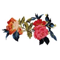 China Fashion Design Accessory Iron on Sew on Embroidery Flower Patches With Golden Thread High Quality for sale