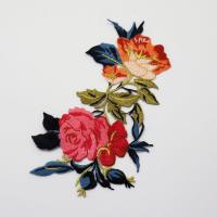 China Fashion Design Accessory Iron on Sew on Embroidery Flower Patches With Golden Thread High Quality for sale