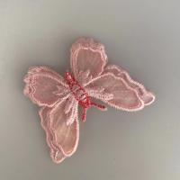 China Embroidered Applique Garment Patches   Butterfly Shape Patch on Organza  Garment Embroidery for sale