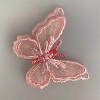 China Embroidered Applique Garment Patches   Butterfly Shape Patch on Organza  Garment Embroidery for sale