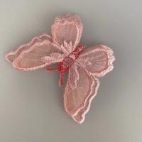China Embroidered Applique Garment Patches   Butterfly Shape Patch on Organza  Garment Embroidery for sale