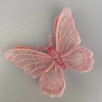 China Embroidered Applique Garment Patches   Butterfly Shape Patch on Organza  Garment Embroidery for sale