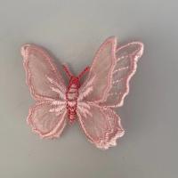 China Embroidered Applique Garment Patches   Butterfly Shape Patch on Organza  Garment Embroidery for sale