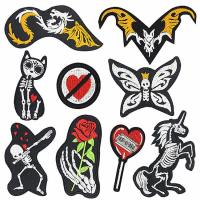 China Embroidered Skeleton Dragon Horse Cat Cloth Punk Style Clothes Bags Embroidered Patches Clothing Accessories Badge Customization for sale