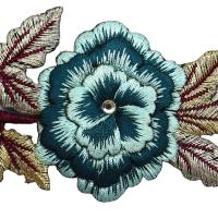 China 2022 New Design 3D Flower Embroidery Patches Rhinestones Chenille Clothing Floral Applique for sale
