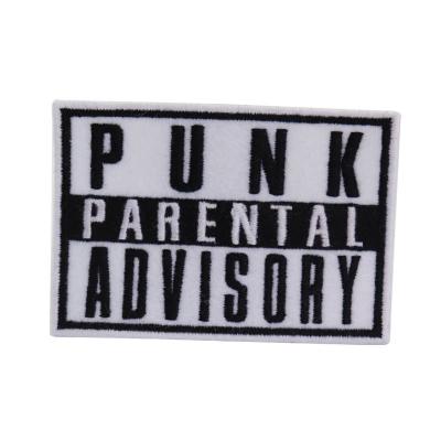 China Parental Advisory Advertisement Embroidered Patch Chenille Embroidery Heat Transfer Patches for sale
