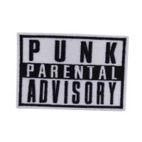 China Parental Advisory Advertisement Embroidered Patch Chenille Embroidery Heat Transfer Patches for sale