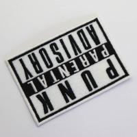 China Parental Advisory Advertisement Embroidered Patch Chenille Embroidery Heat Transfer Patches for sale