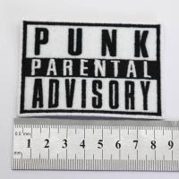 China Parental Advisory Advertisement Embroidered Patch Chenille Embroidery Heat Transfer Patches for sale
