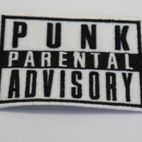 China Parental Advisory Advertisement Embroidered Patch Chenille Embroidery Heat Transfer Patches for sale