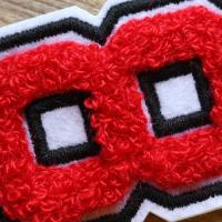 China Customers Request Chenille Number 8 Patch for Fleece Cloth Patches for Jackets for sale