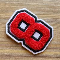 China Customers Request Chenille Number 8 Patch for Fleece Cloth Patches for Jackets for sale