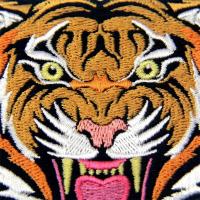 China Custom Design Tiger Embroidery Patch for Garments Eco-Friendly Fabric and PU Made From Durable Felt Material for sale