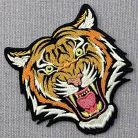 China Custom Design Tiger Embroidery Patch for Garments Eco-Friendly Fabric and PU Made From Durable Felt Material for sale