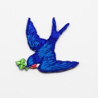 China Blue Bird Swallow Swiftlet Dove Embroidered Iron-on Patch for Customizing Your Fashion Accessory or Leather Product for sale