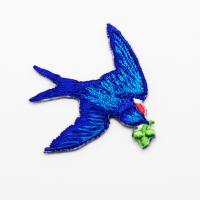 China Blue Bird Swallow Swiftlet Dove Embroidered Iron-on Patch for Customizing Your Fashion Accessory or Leather Product for sale