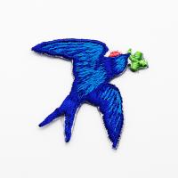 China Blue Bird Swallow Swiftlet Dove Embroidered Iron-on Patch for Customizing Your Fashion Accessory or Leather Product for sale