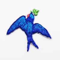 China Blue Bird Swallow Swiftlet Dove Embroidered Iron-on Patch for Customizing Your Fashion Accessory or Leather Product for sale