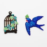 China Blue Bird Swallow Swiftlet Dove Embroidered Iron-on Patch for Customizing Your Fashion Accessory or Leather Product for sale