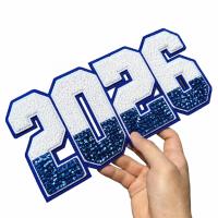 China 3D Embroidery Heat Transfer Iron-On Canvas Fabric Patch with Sequins Large-Sized Environmentally Friendly for sale