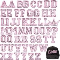 China Custom Purple Chenille Self-Adhesive Iron-on Letters Patch Heart-Shaped Embroidered Letters for Clothing for Hat Decor Made for sale