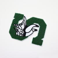 China Custom Eco-Friendly Chenille Letter Embroidered Patch for Sportswear Sew-On Fabric for sale