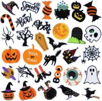 China Custom Embroidered Halloween Pumpkin Patch Themed Iron-on Chenille Patches 3D 3D Twill Fabric Featuring Flower Heart Shapes for sale