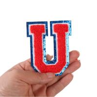 China Customized Sustainable Fabric Embroidered Chenille Patch Wholesale 3d Sequin Number Iron on Embroidery Patches for sale