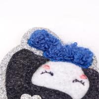 China Glitter Glitter Powder Edge Patch Chenille Rabbit Sleeping Girl Patch Cute Patch for Baby Clothes for sale