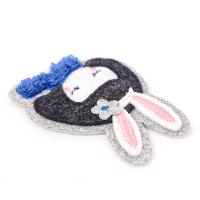 China Glitter Glitter Powder Edge Patch Chenille Rabbit Sleeping Girl Patch Cute Patch for Baby Clothes for sale