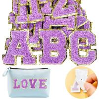 China Custom Purple Chenille Letter Glitter Patch Self Adhesive Iron on Letters for Clothing Designer Embroidery  Logo Letters Patches for sale