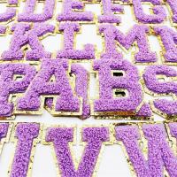 China Custom Purple Chenille Letter Glitter Patch Self Adhesive Iron on Letters for Clothing Designer Embroidery  Logo Letters Patches for sale