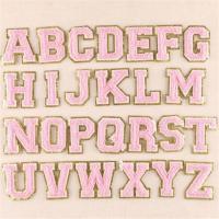 China 26pcs Chenille  Letter Flash Patch Embroidery and Non-Woven Fabric Durable and Washable With Gold Glitter Around the Letter for sale