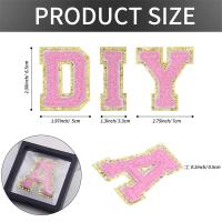 China 26pcs Chenille  Letter Flash Patch Embroidery and Non-Woven Fabric Durable and Washable With Gold Glitter Around the Letter for sale