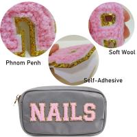 China 26pcs Chenille  Letter Flash Patch Embroidery and Non-Woven Fabric Durable and Washable With Gold Glitter Around the Letter for sale
