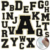 China 26PCS Black Self-Adhesive Chenille Letters Patches for Jackets & Backpacks Variety Pack for Personalizing Clothing & Accessories for sale