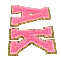 China Multicolor Chenille Embroidery Badge Gilt Embroidered 26 English Letters Iron-On Cloth Sticker Bag Package Patches for Hat Use for sale
