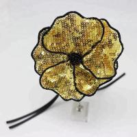 China WS Eco-Friendly Floral Romantic Simple Classical Embroidered Applique Lace with Sequin Decoration 100% Polyester Organza Fabric for sale