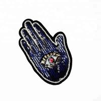 China Wangshun Rhinestone Bodice Applique Custom Iron on Sequin Patches Embroidery Badges for sale