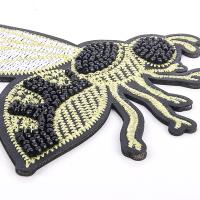 China Sew-On Clothing Embroidery Bees Patch Beaded Bee Insects Applique PU Rubber Bead Patches for Jackets for sale