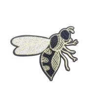 China Sew-On Clothing Embroidery Bees Patch Beaded Bee Insects Applique PU Rubber Bead Patches for Jackets for sale