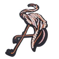 China Large Size Sequin Beads Flamingo Garment Accessories Rhinestone Pearl  Flamingo Patches Clothes Apply Designer Beaded Patch for sale