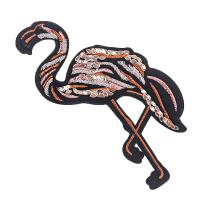China Large Size Sequin Beads Flamingo Garment Accessories Rhinestone Pearl  Flamingo Patches Clothes Apply Designer Beaded Patch for sale