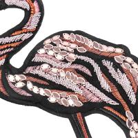China Large Size Sequin Beads Flamingo Garment Accessories Rhinestone Pearl  Flamingo Patches Clothes Apply Designer Beaded Patch for sale