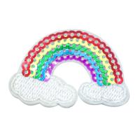 China Best Selling Sticker Colorful Hearts Rainbow logo Adhesive Sequin Embroidered Letter Patches for sale