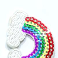 China Best Selling Sticker Colorful Hearts Rainbow logo Adhesive Sequin Embroidered Letter Patches for sale
