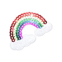 China Best Selling Sticker Colorful Hearts Rainbow logo Adhesive Sequin Embroidered Letter Patches for sale