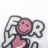 China New Design Beaded Glitter Embroidery Custom Pearl Letter Embroidery Iron on Bag Patch Beaded Patches for Clothing for sale