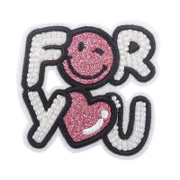 China New Design Beaded Glitter Embroidery Custom Pearl Letter Embroidery Iron on Bag Patch Beaded Patches for Clothing for sale